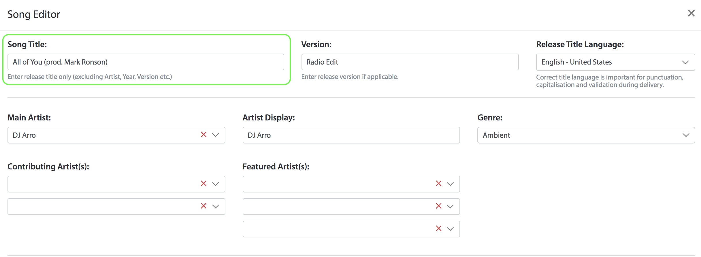 Can I include the producer name in my song title for distribution ...