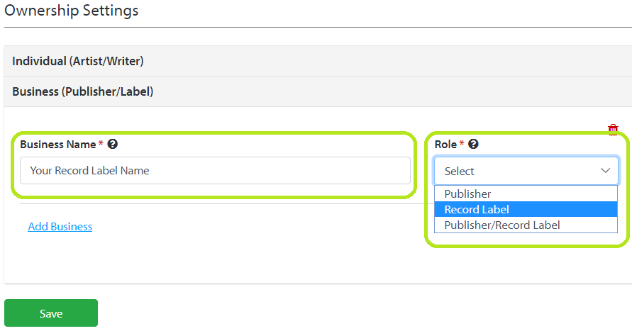 Completing Ownership Settings as a Record Label – Songtradr Artist ...