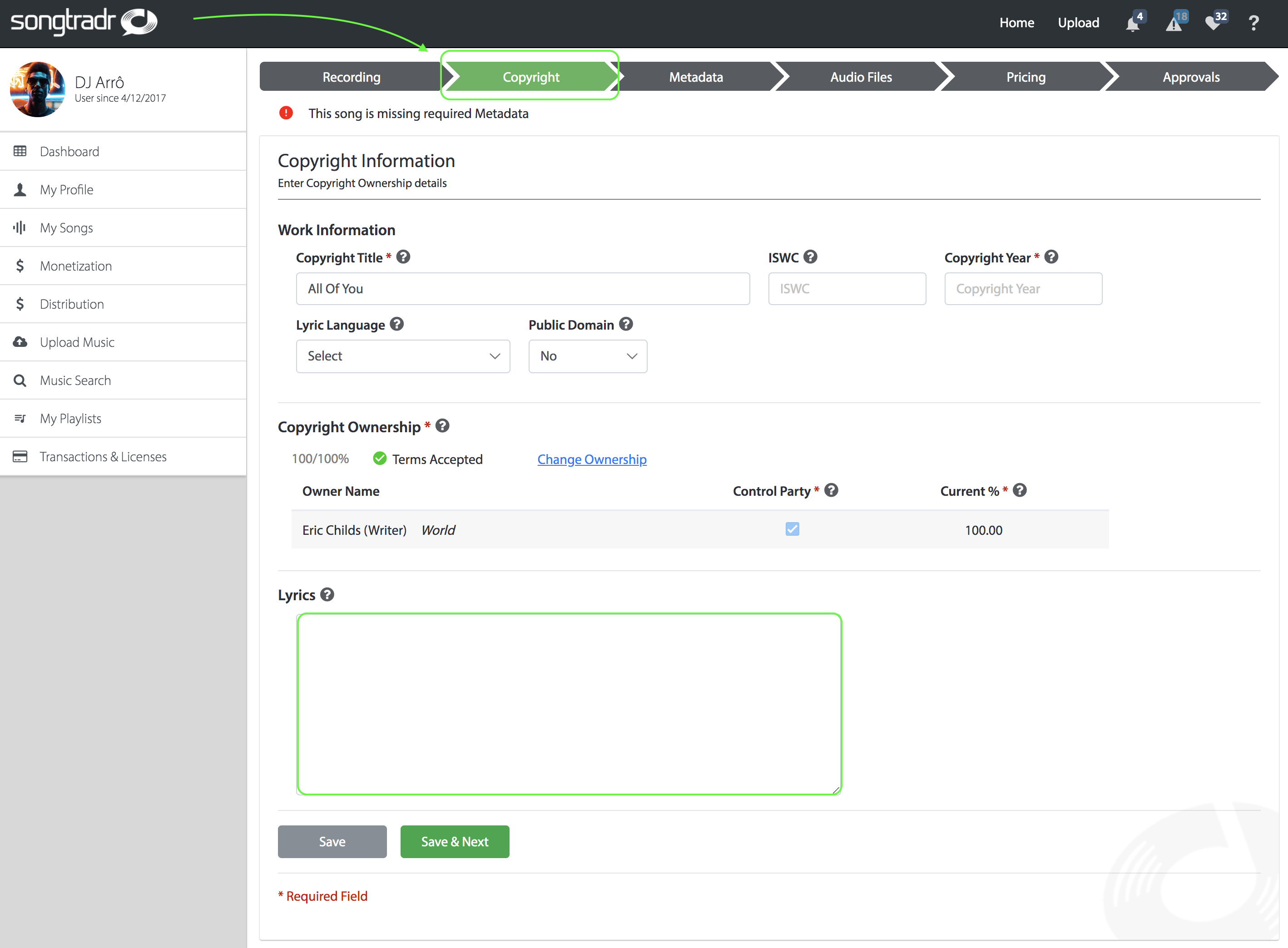 Adding lyrics to your tracks – Songtradr Artist/Buyer Support